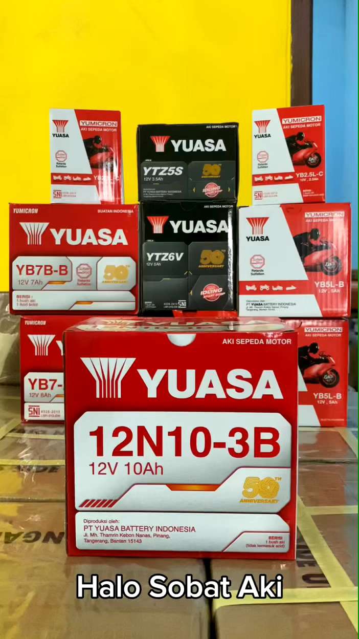 AKI MOTOR VESPA EXCEL YUASA 12N10 10 AMPER AKI BERKUALITAS VESPA SPARTAN RODA TIGA NOZOMI VIAR ...