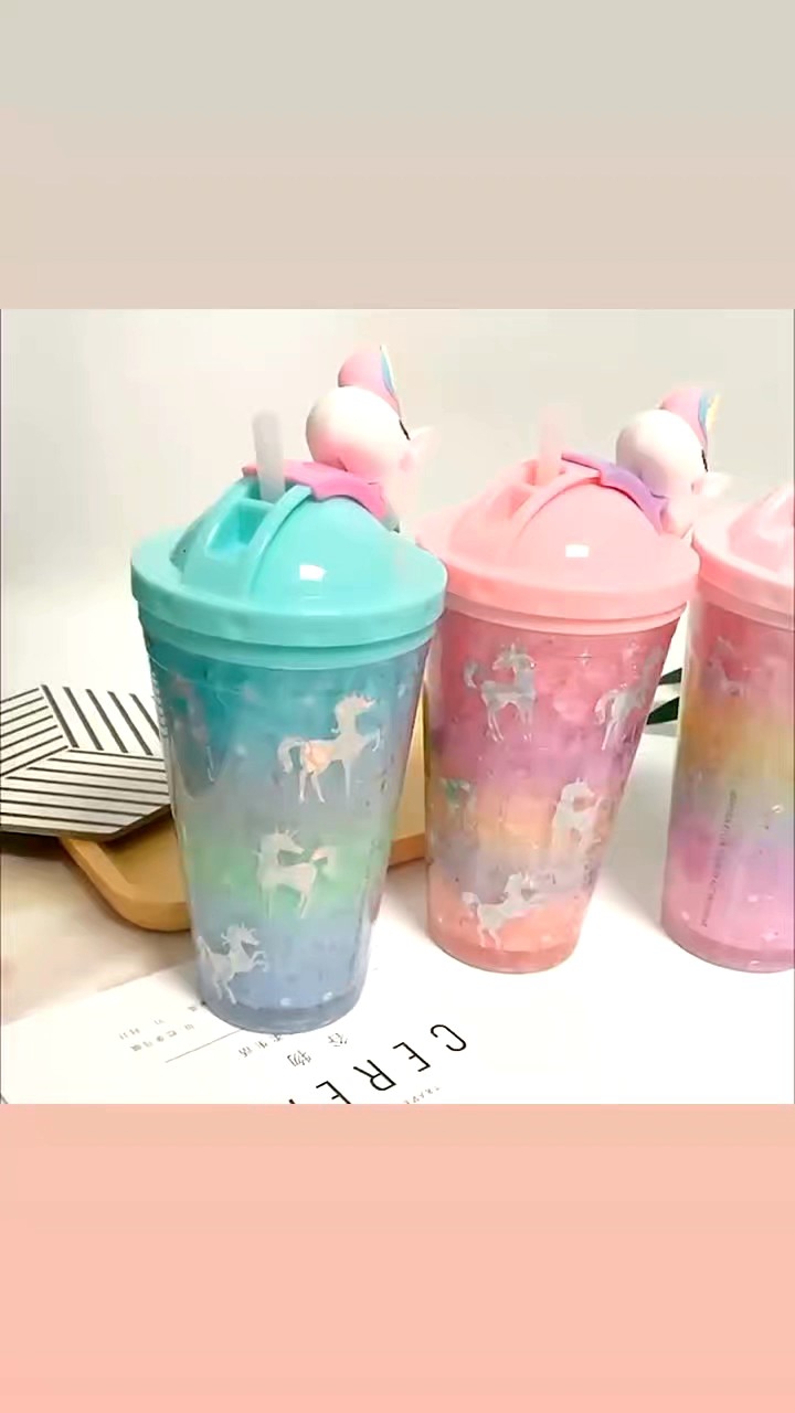 450 Ml Cute Unicorn Water Bottle with Sipper, Sipper Bottle for Kids ...