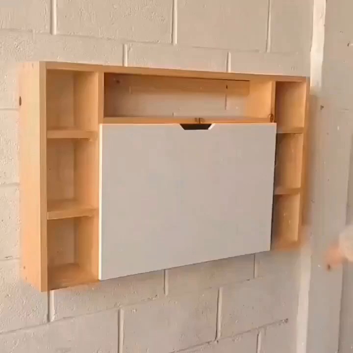Wall Mounted Foldable Study Table with Shelves | Space Saving Computer ...