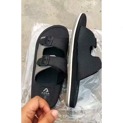 ADDA Men’s Black Buckle Sandals – Stylish, Comfortable, Slip-On Slides ...