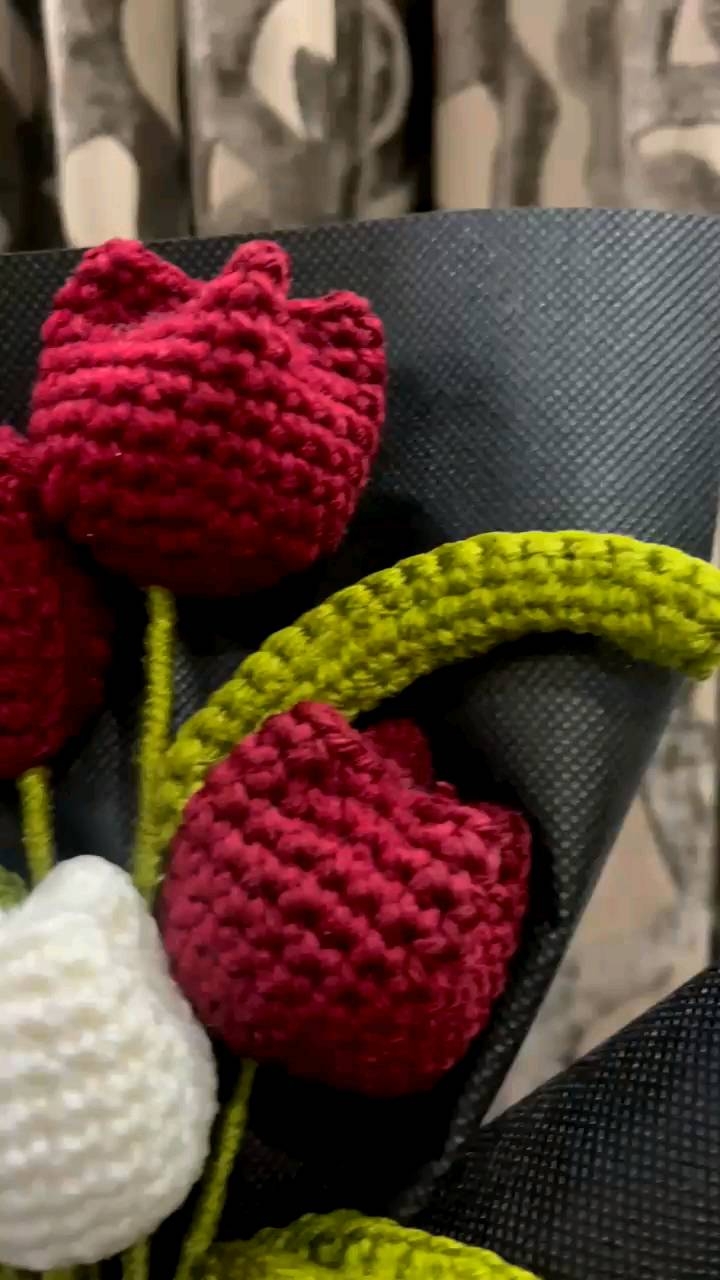 Handmade crochet tulip flowers boquet (with complementary boquet ...