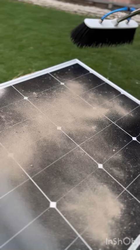 SOLAR PANEL CLEANING BRUSH 20 FEET STAINLESS STEEL EXTENDABLE ROD WATER ...