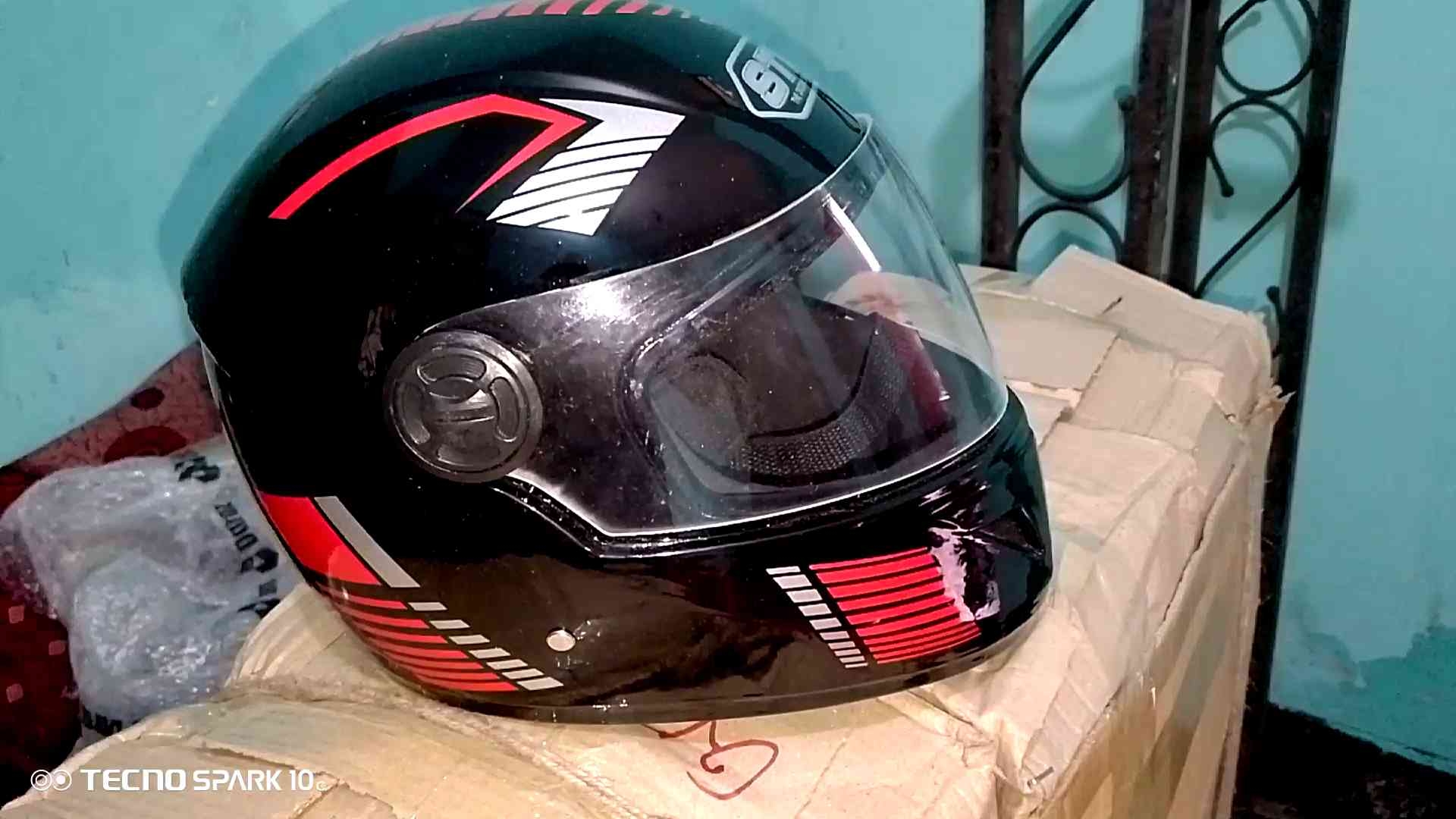 FULL FACE STM BIKE HELMET-RED & BLACK GRAPHICS | Daraz.com.bd
