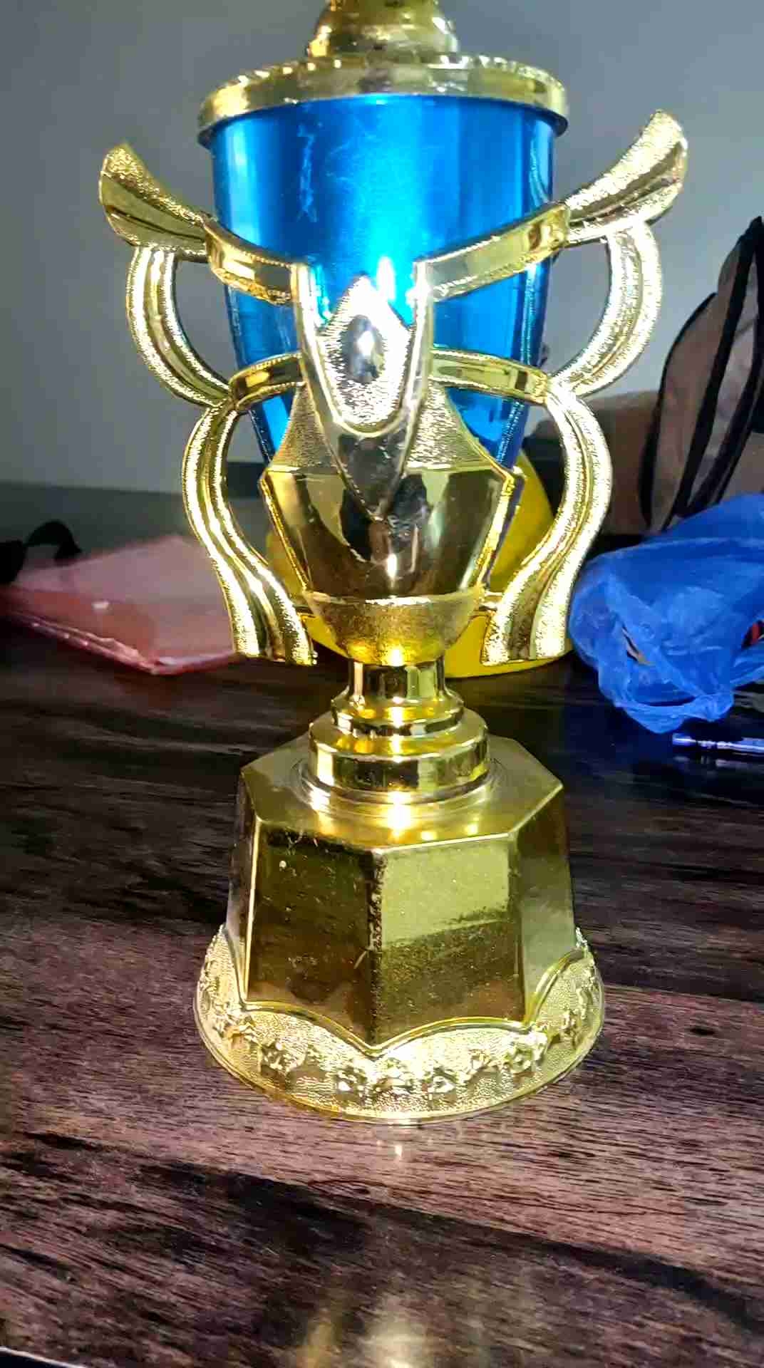 best golden and red plastic trophy 🏆 for cricket, football, badminton ...