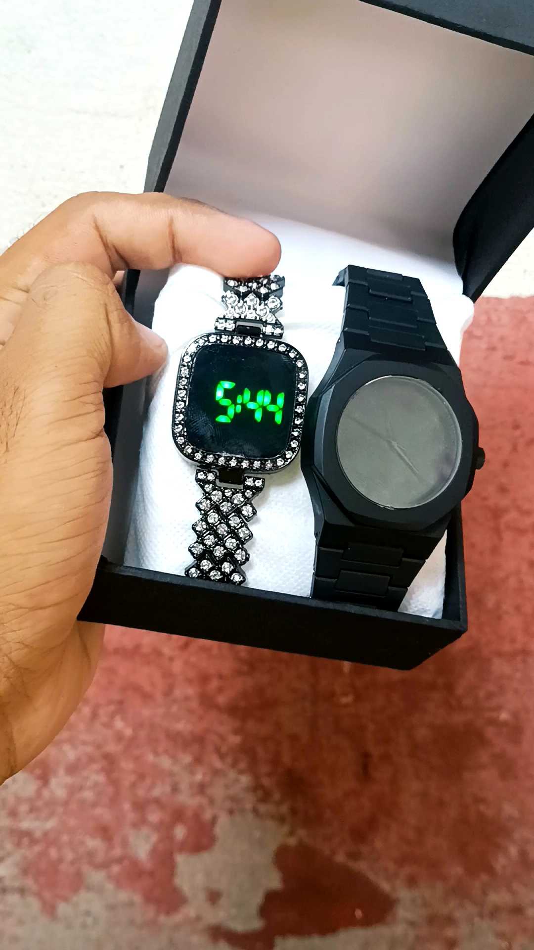 Balck Aura watch with led watch Luxury Black Couple Watch Combo for Men ...