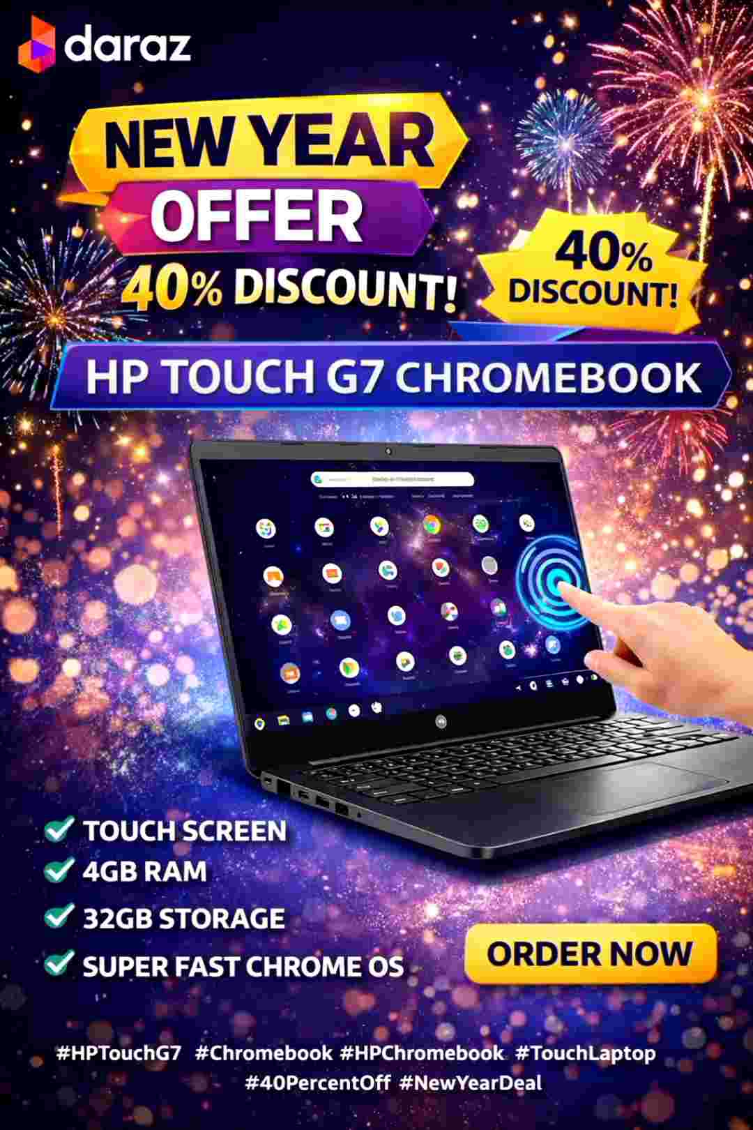 💻 HP Touch G7 Chromebook | 11.6” Touch Display 🖥️ | 4GB RAM ⚡ 32GB ...