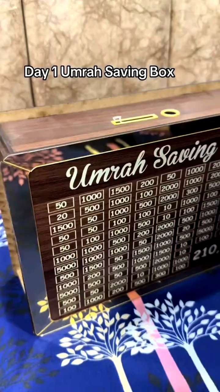 Umrah Saving Box - Wooden Islamic Money Saving Box - 280 Days Hajj ...