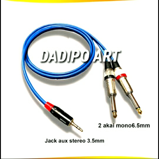 Kabel Jack Audio Mini Stereo 3.5mm ke 2 Akai Mono 6.5mm - Panjang 50cm