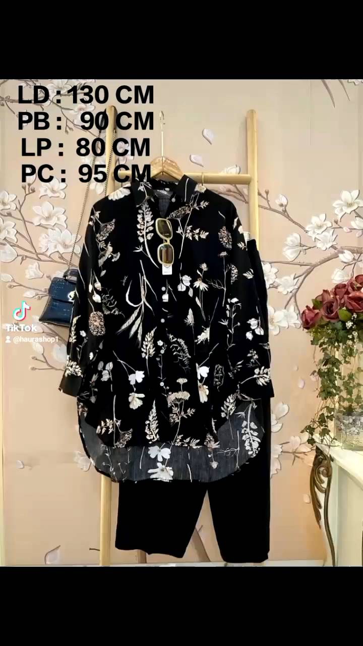 SETCEL TUNIK RAYON SULTAN JUMBO 2024 LD : 130 CM (MUAT SAMPAI BB 100 KG ...