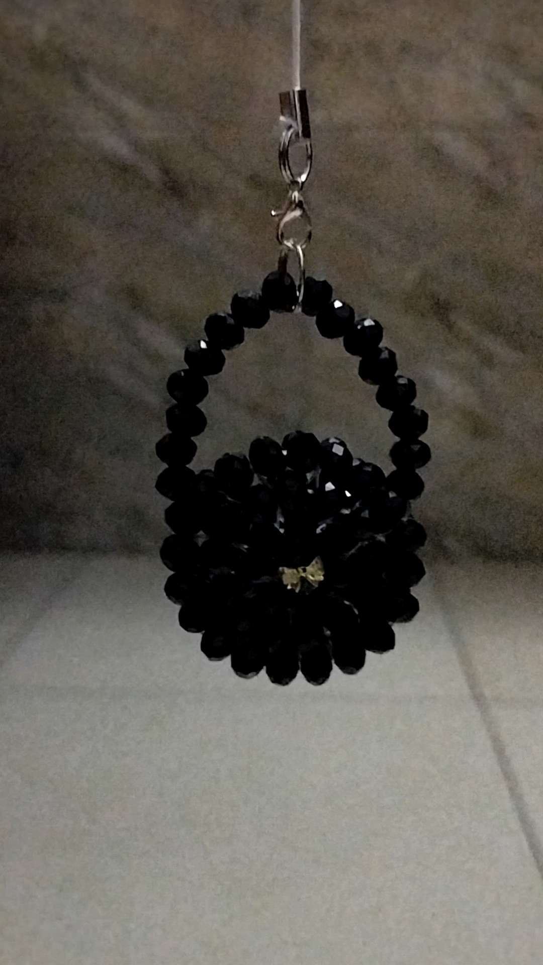 Phone charm BLACK -1 pc kawaii mini "circle bag" mobile strap | beaded ...