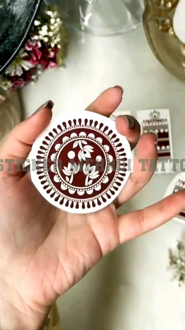 Colorful design Henna stickers , (Apply with water) Temporary Arabic ...