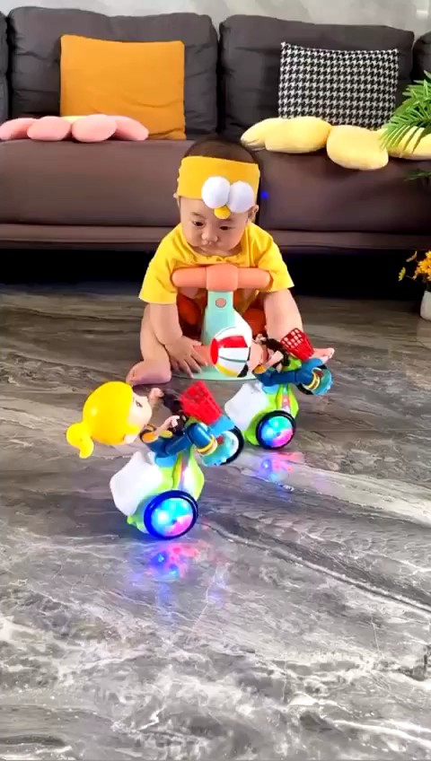 Electric Stunt Bicycle with LED Lights & 360° Rotation – Kids' Robot ...