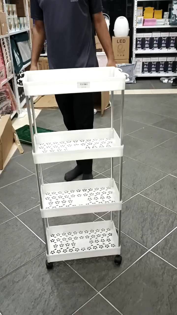 4 Tier Multifunctional Storage Rolling Utility Trolley Cart For Kitchen ...