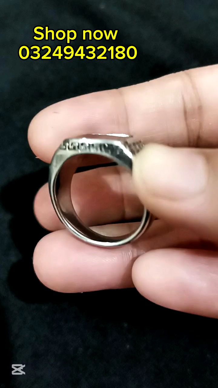HIGH QUALITY BLACK SQUARE AQEEQUE STONE IN 925 STERLING SILVER RING ...