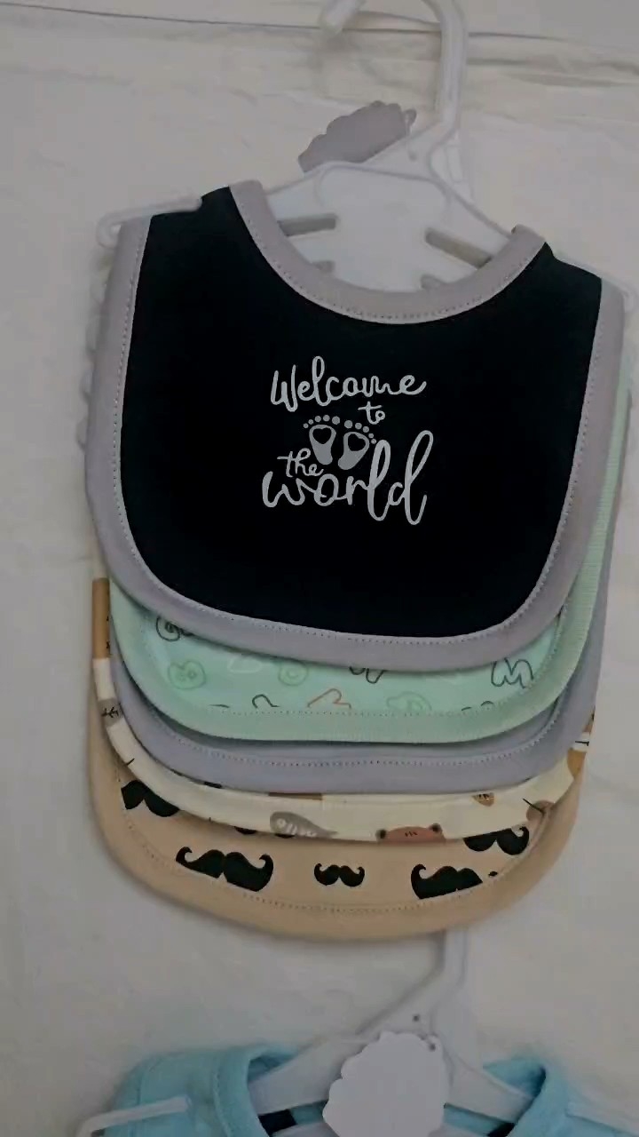 Baby Boy Cotton Bibs – 5 Pack Printed Feeding Bib Set – Newborn (0–12 ...
