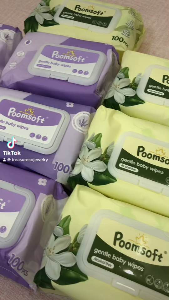 Poomsoft 5 Packs x 100 & 80 Sheets Gentle Baby Wet Wipes Disposable ...