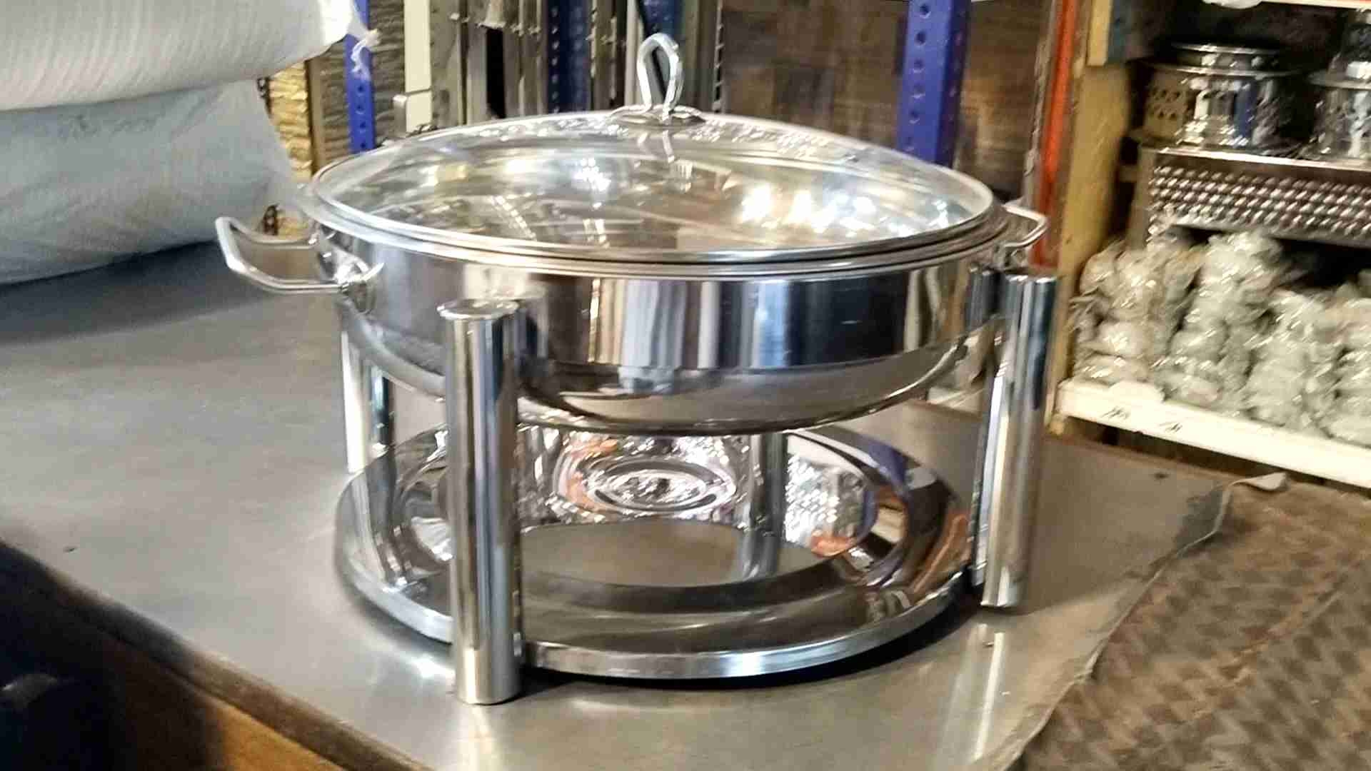 Stainless Steel Fancy Buffet/ Chaffing Dish With Glass lid | Daraz.pk