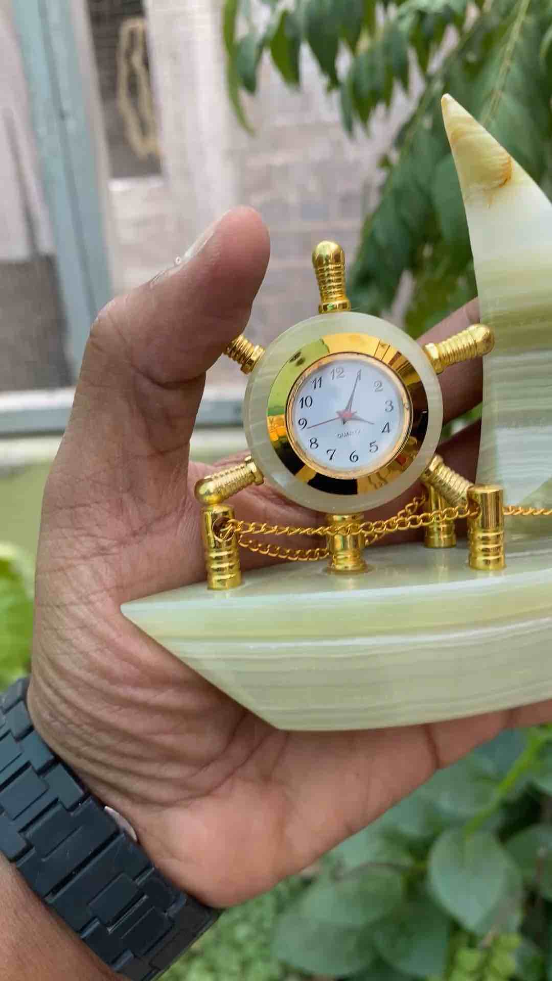 Handcrafted Onyx Marble Boat Clock – Nautical Home Decor, Unique ...