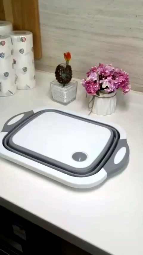 Multifunction Collapsible Chopping Board Strainer Vegetable Basket ...