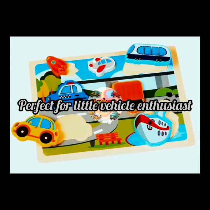 Wooden Vehicle Puzzle for Kids Chunky Educational Learning Toy Colorful ...