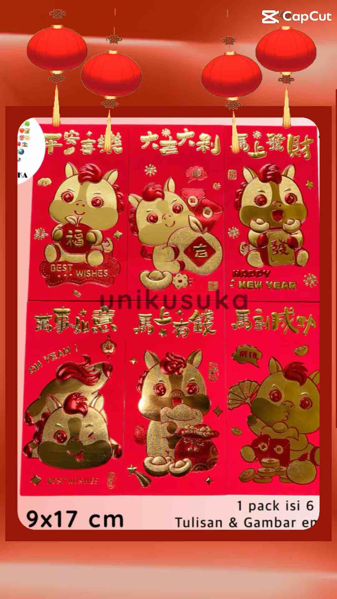 [UNIKUSUKA] ANGPAO PANJANG 3D EMAS TIMBUL ANGPAO KUDA 2026 / ANG PAO ...