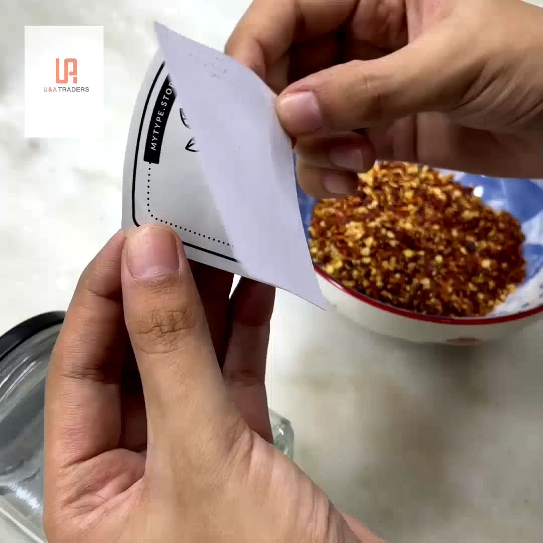 Pure 6 Glass Jar 400ml/500Gram with Stickers, Kitchen Spices jars ...