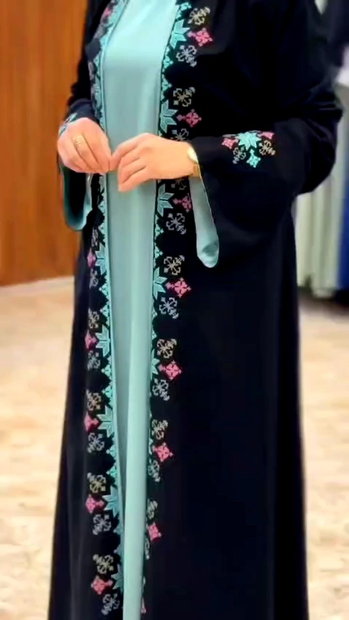 premium quality dubai cherry fabric embroidery work adjust koti borka ...