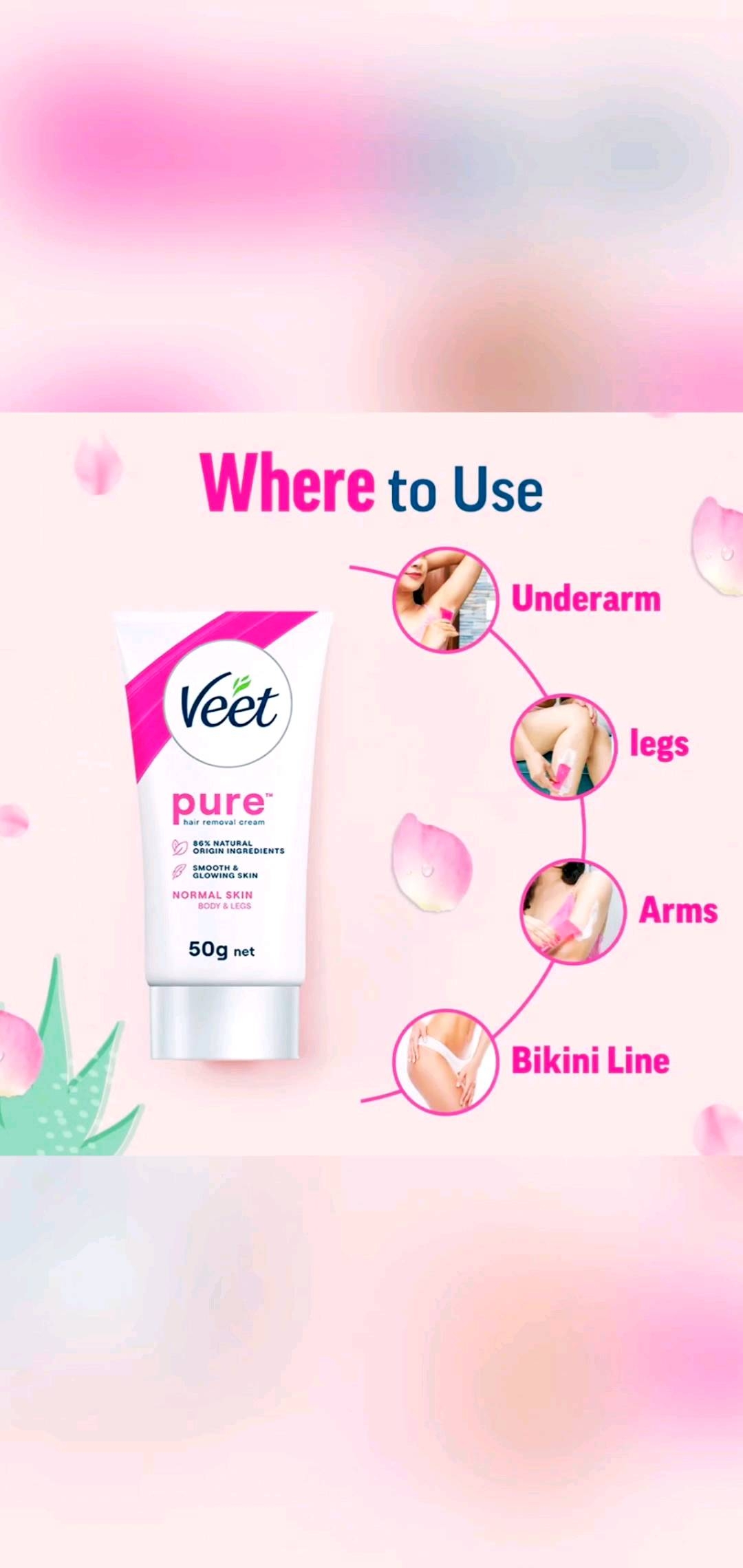 Veet Pure™ Hair Removal Cream 50g Normal Skin for Body & Legs, Freshest ...