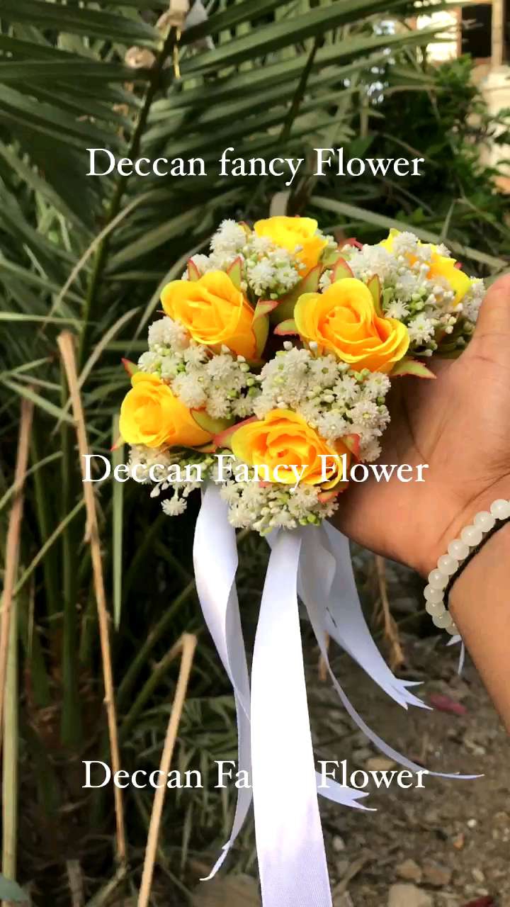 Artificial flower Gajrey for girls 2 hands Gajry for maiyon Yellow n ...