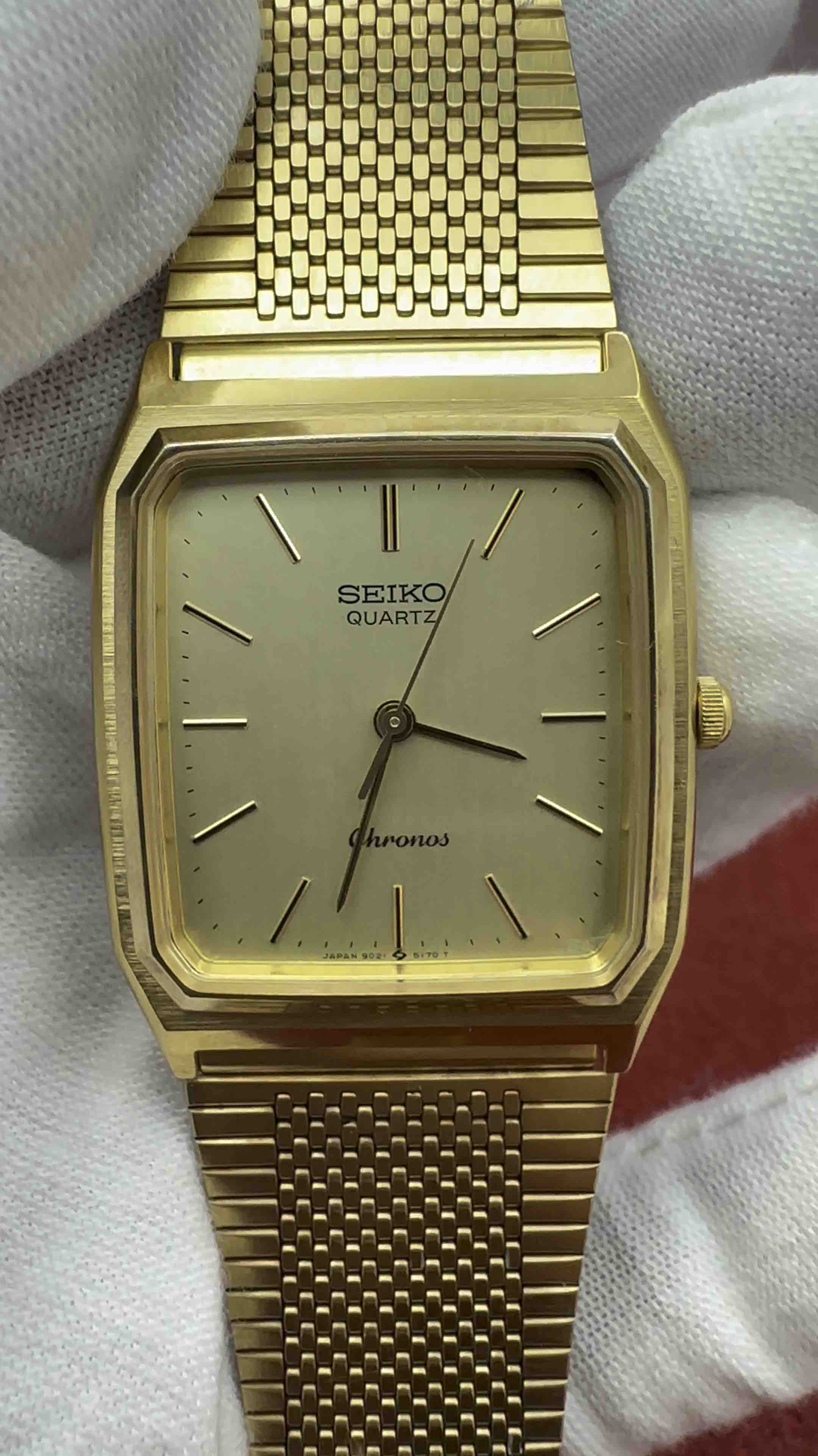 SEIKO Chronos Quartz ตัวเรือนทองชุบ นาฬิกาผู้ชาย มือสองของแท้ | Lazada ...