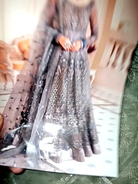 Net thread & sequence Embroidered Maxi - Silver - Maxi/ Frock/ Lehanga ...