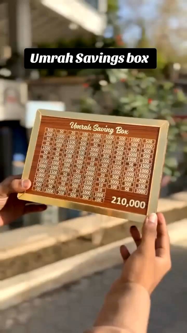 Premium Acrylic Golden Umrah Box - Decorative Wooden Money Saving Jar ...