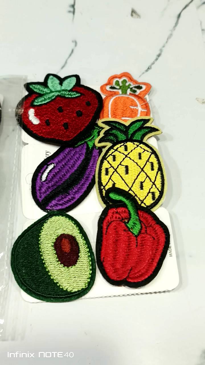 Pack of 6 Different Embroidered Fruit Patches,Cute and Colorful, 3"Sew ...