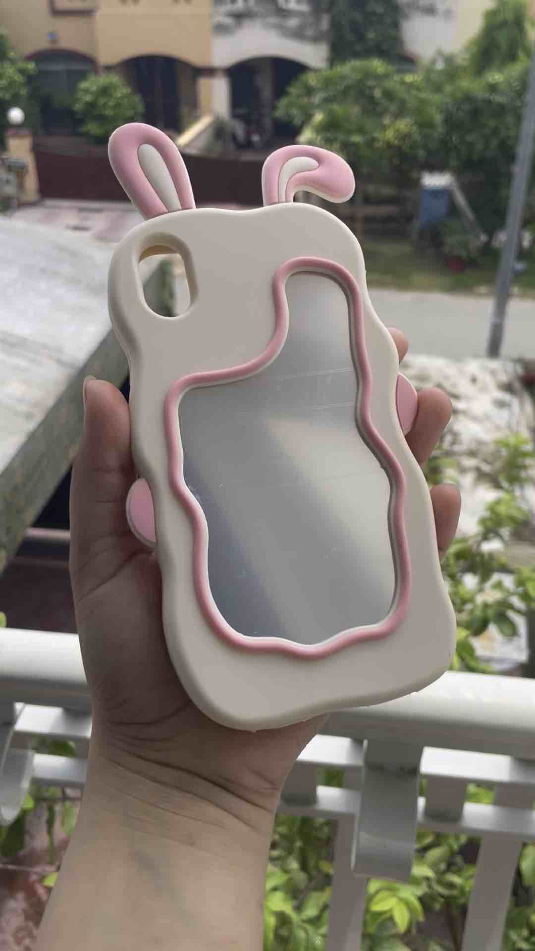 iPhone All Models Rabbit Face Mirror ShockProof Rubber 3D Case | Daraz.pk