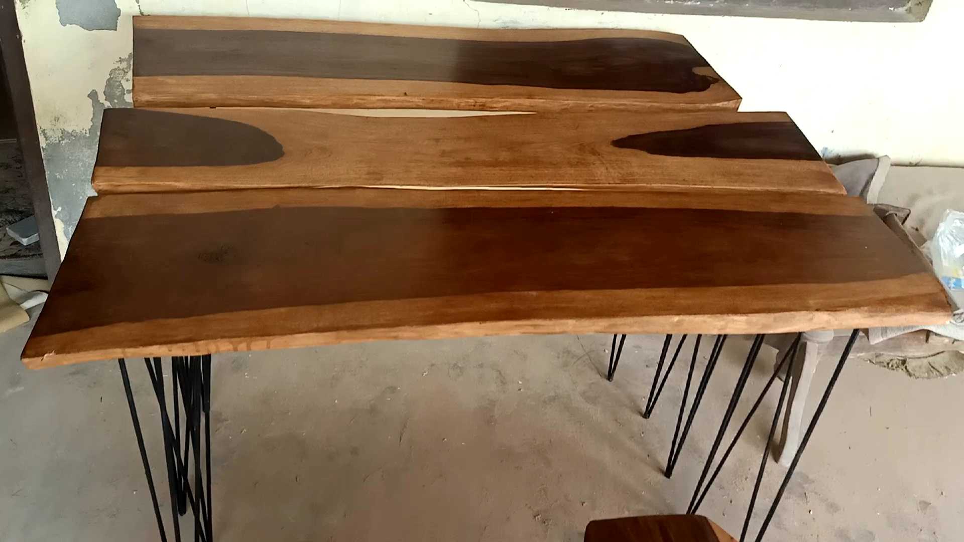 Natural Wood Console Table with Metal Base – Rustic Live Edge Design ...