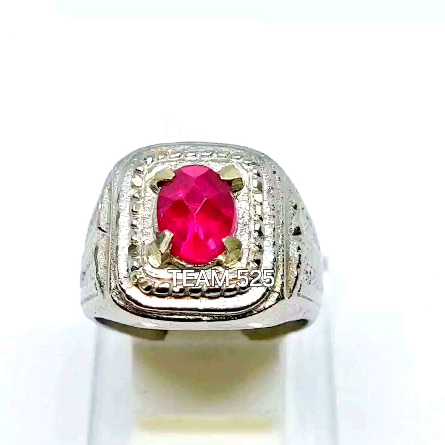 Cincin Batu permata merah delima merah siam rose Bangkok cutting atas ...