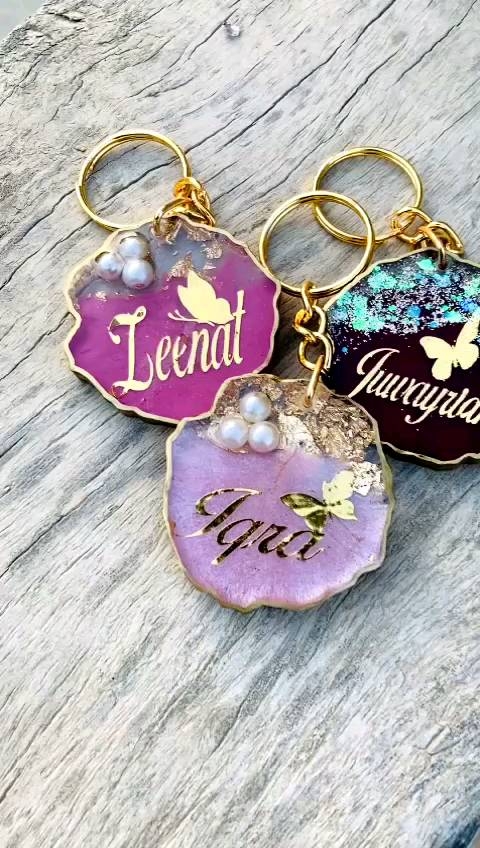 Customize name keychain handmade Resin butterfly keychain girls ...