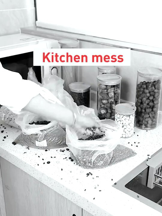 1 pc Plastic Cereal Dispenser Push Button Storage Jar Kitchen Storage ...